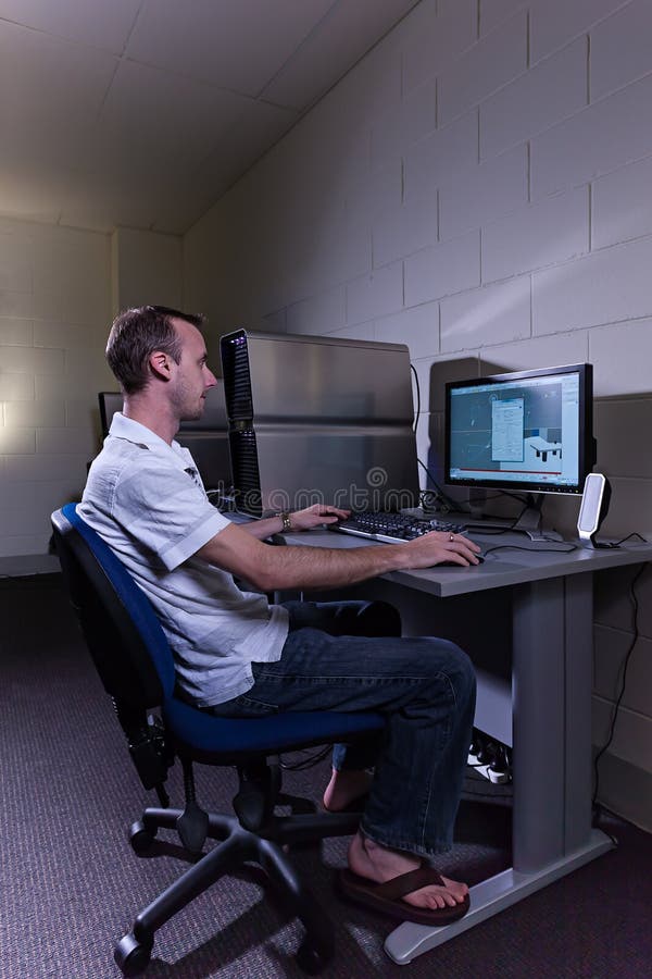 Young Guy Working with a Computer Stock Photo - Image of connection ...