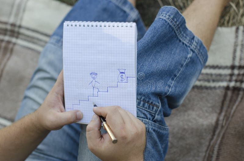 The Young Guy Writes in a Notebook Stock Image - Image of give, memory ...