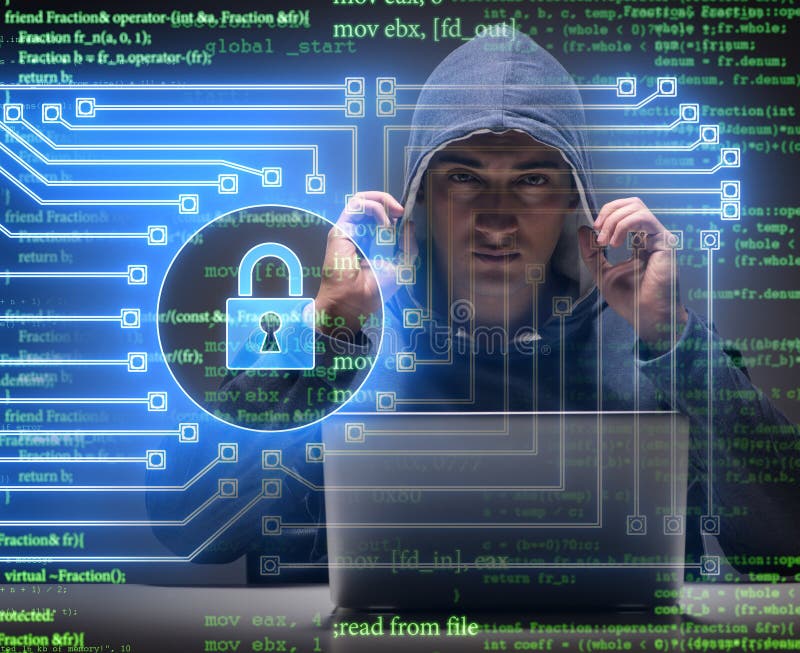 Young Hacker in Cybersecurty Concept Stock Illustration - Illustration ...