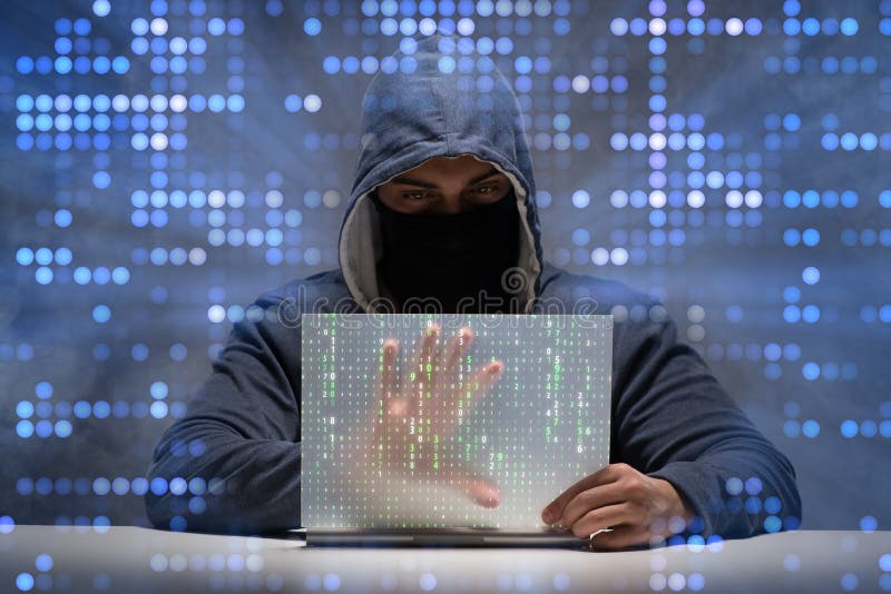 The Young Hacker in Data Security Concept Stock Photo - Image of ...