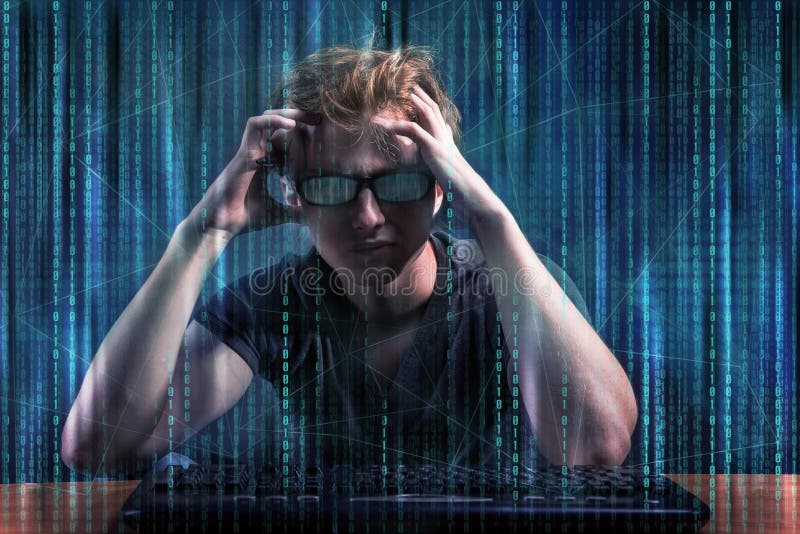 The Young Hacker in Digital Security Concept Stock Image - Image of ...