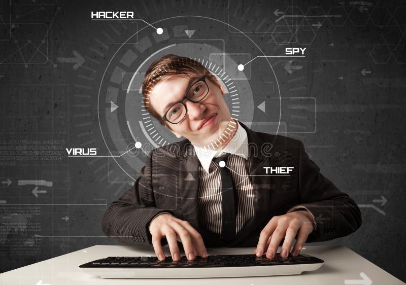 Hacker Decoding Information from Futuristic Network Technology Stock ...