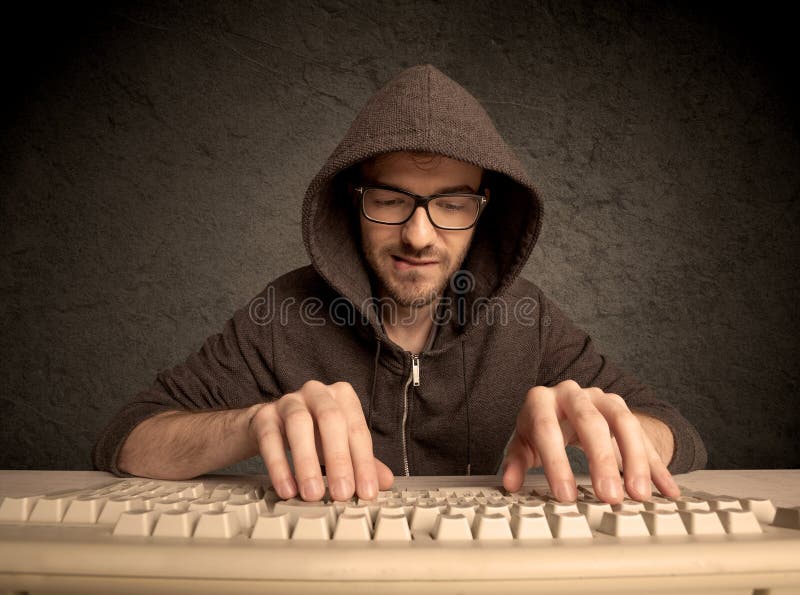 Computer Geek Typing on Keyboard Stock Photo - Image of background ...