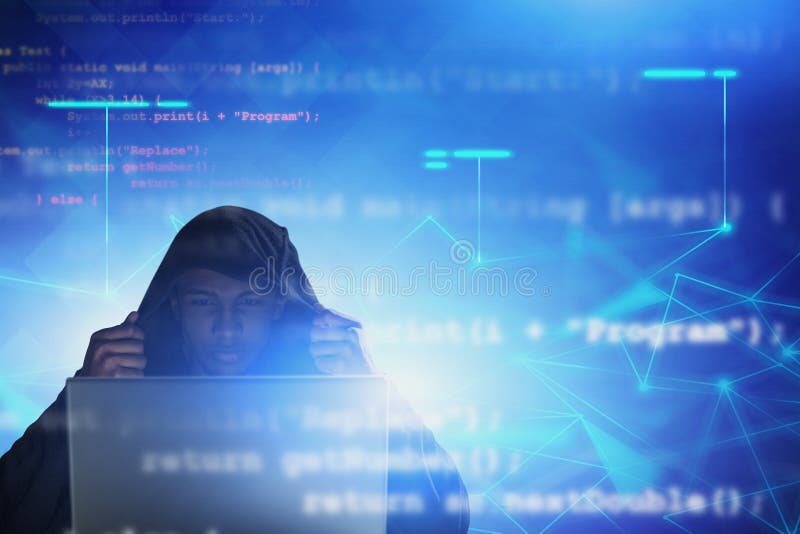 Young Hacker Looking at Laptop, Id Theft Stock Image - Image of ...