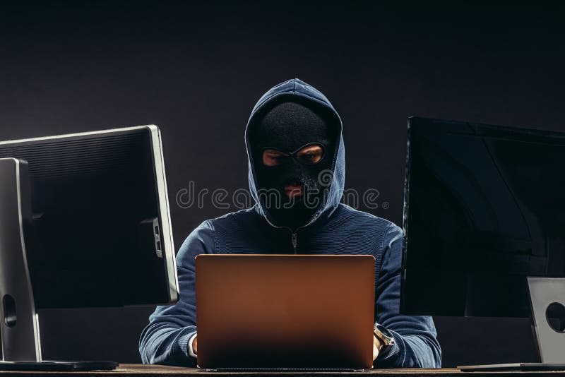 Young hacker in balaclava stock photo. Image of password - 172756460