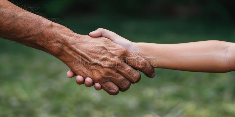 Young Hand Holding an Elderly Hand , Concept of Connection Stock ...