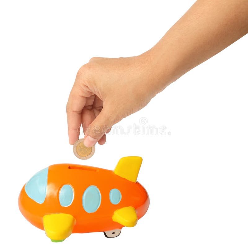 Young Hand Putting Money into Saving Plane, Finance Theme Stock Photo ...