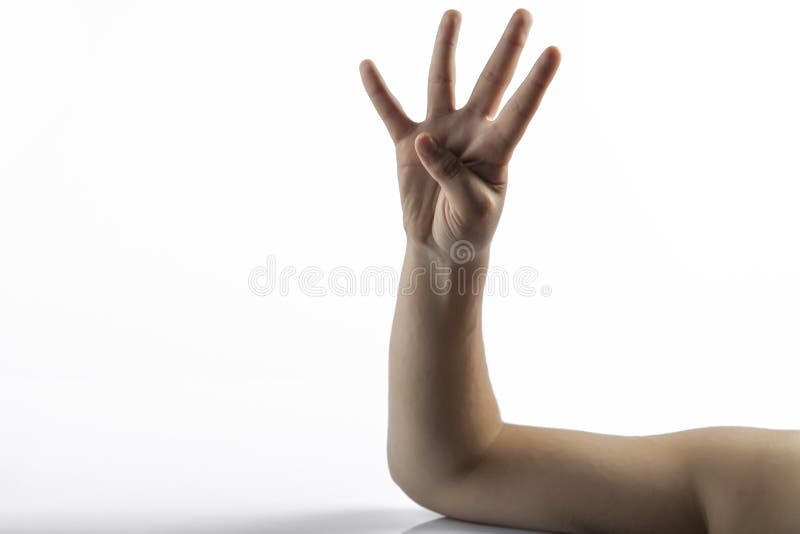 Young Hands Making Number 4 Sign Stock Image - Image of signals ...