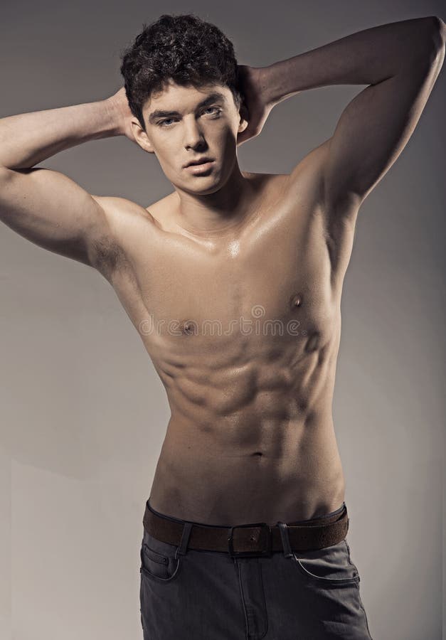 Young Handsome Athlete in Nice Pose Stock Image - Image of biceps ...