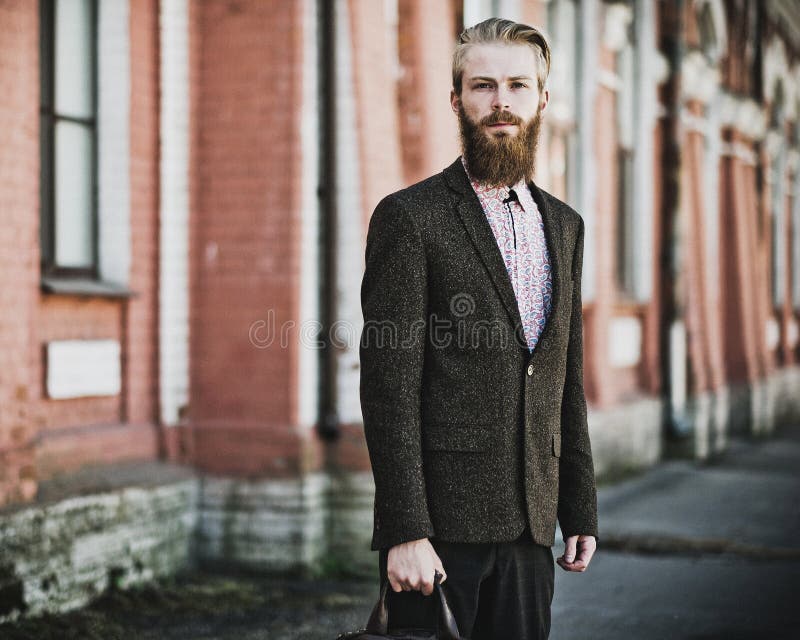Young Handsome Attractive Bearded Model Man Stock Photo - Image of ...