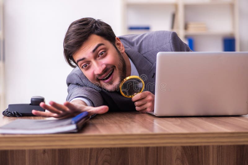 Young Handsome Auditor Working in the Office Stock Image - Image of ...