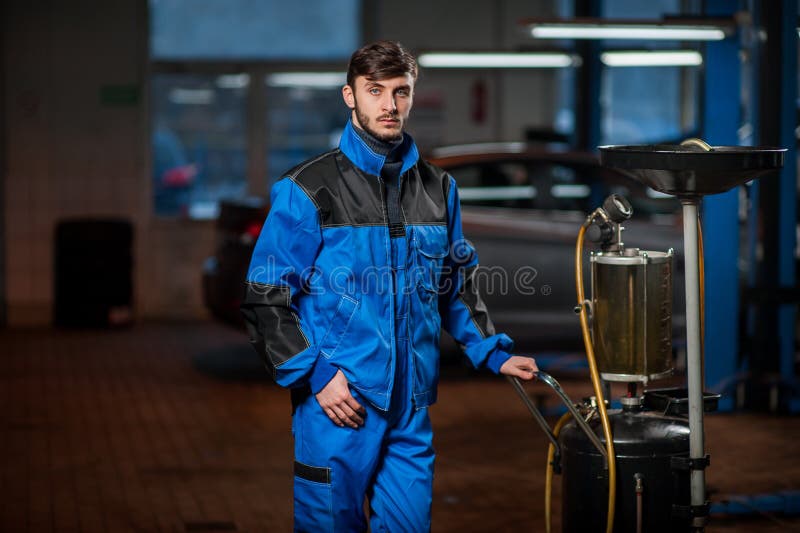 Mechanic at Work in Front of Car Stock Image - Image of proprietor ...