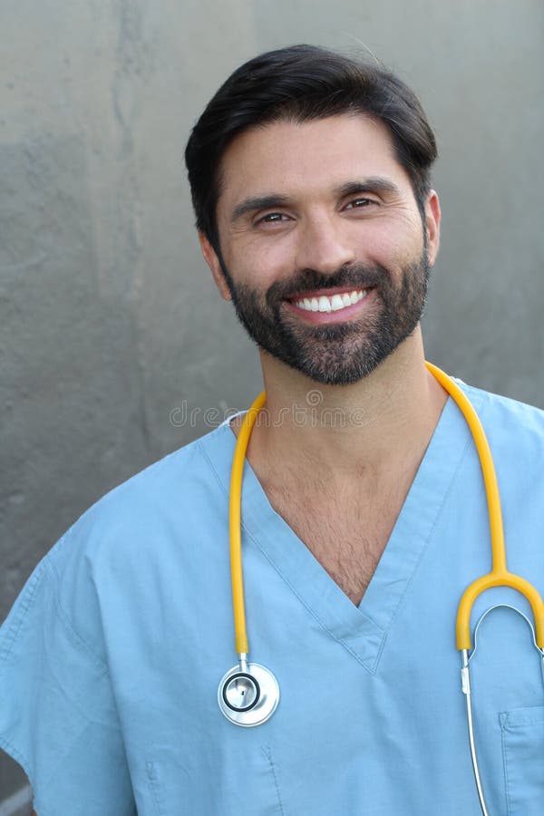 Young Handsome Bearded Doctor Smiling Stock Photo - Image of health ...