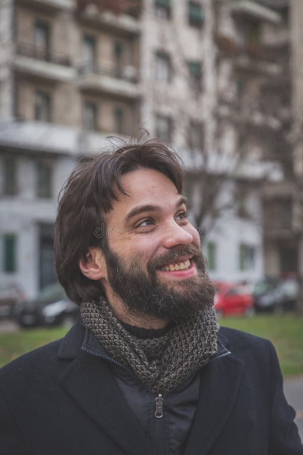 Young Handsome Bearded Man Posing in the City Streets Stock Photo ...