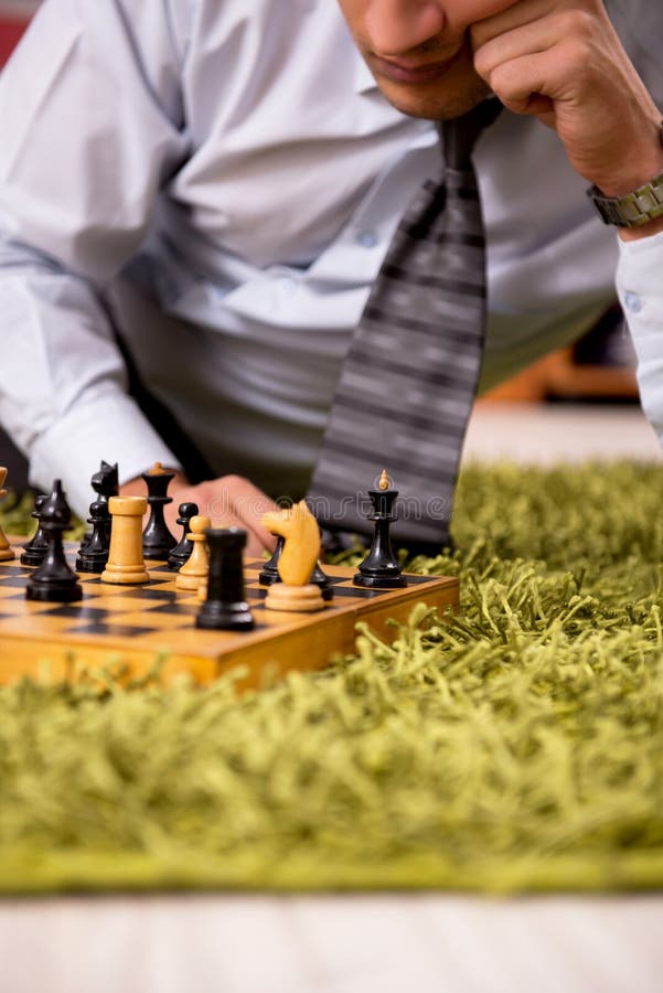 The Young Handsome Boss Playing Chess during Break Stock Photo - Image ...