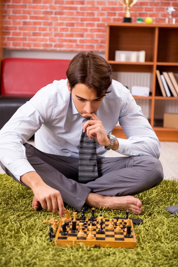 The Young Handsome Boss Playing Chess during Break Stock Image - Image ...