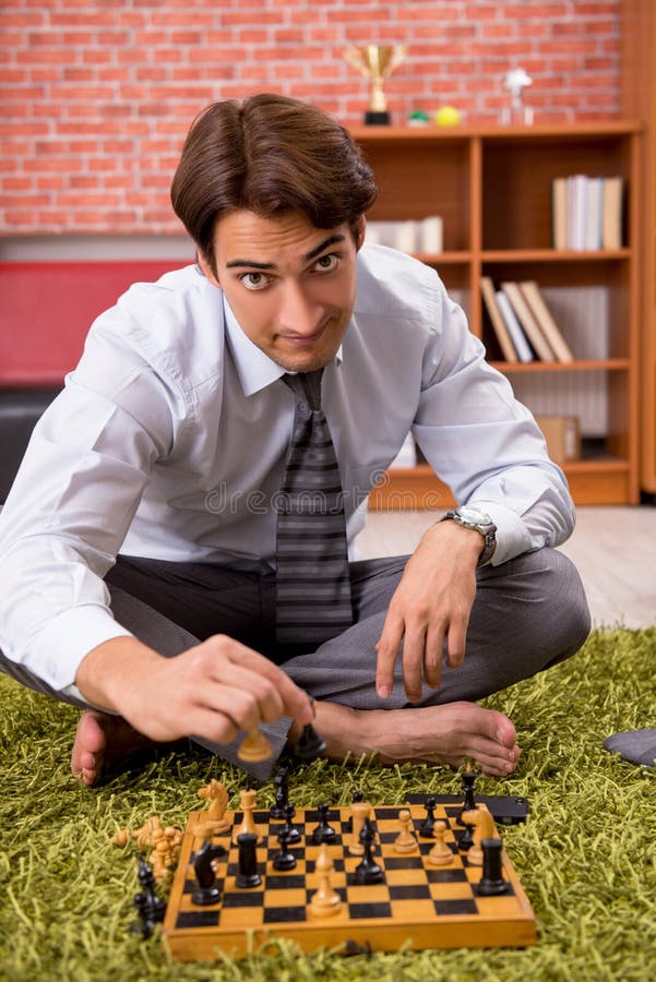 The Young Handsome Boss Playing Chess during Break Stock Image - Image ...
