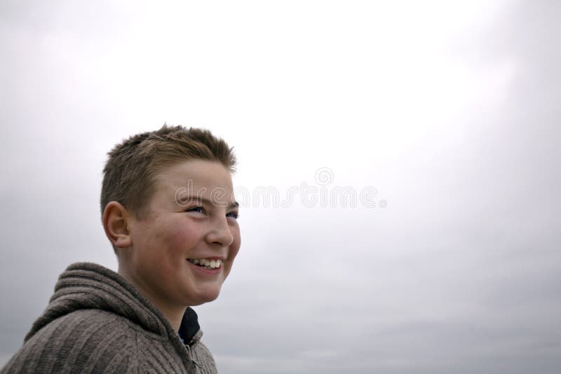 Young Handsome Boy with Pullover at Beach Winter Stock Photo - Image of ...