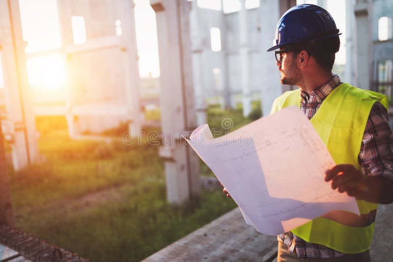 Young Handsome Business Man Construction Site Engineer Stock Photo ...