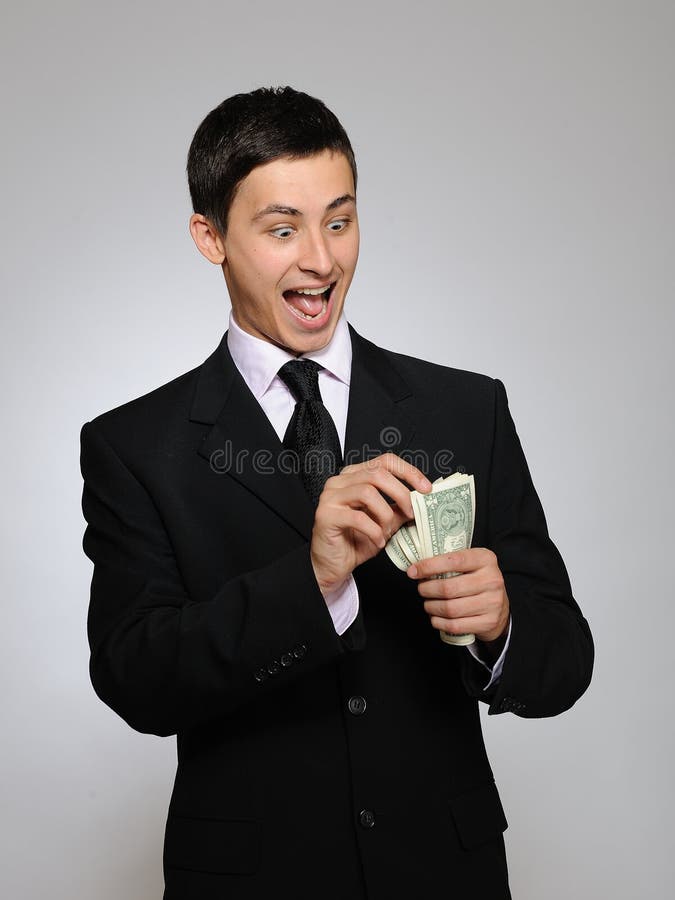 Young Handsome Business Man Counting Money Stock Photo - Image of fresh ...