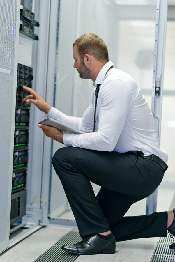 Young Handsome Business Man Engeneer in Datacenter Server Room Stock ...