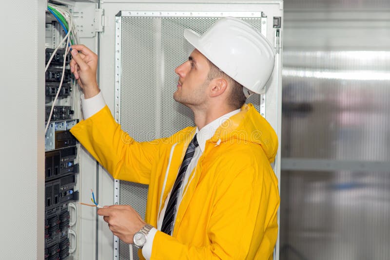 Young Handsome Business Man Engeneer in Datacenter Server Room Stock ...