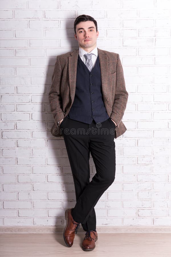 Young Handsome Business Man Posing Over White Wall Stock Image - Image ...