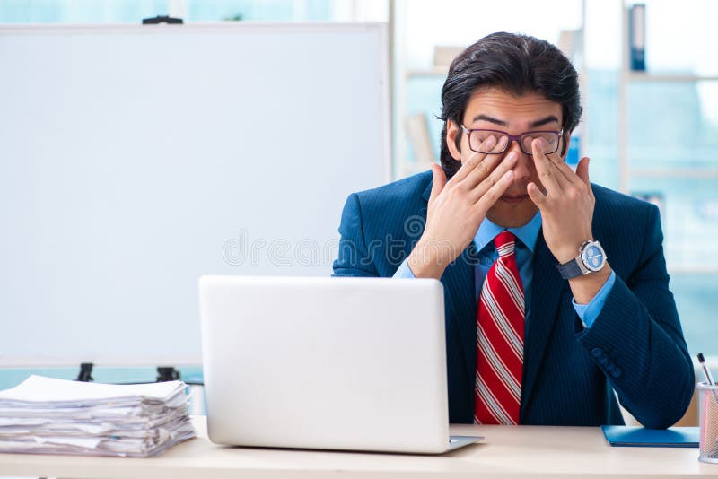 The Young Handsome Businessman in Front of Whiteboard Stock Photo ...
