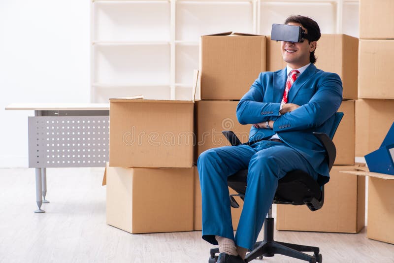 Young Handsome Businessman Moving To New Workplace Stock Image - Image ...