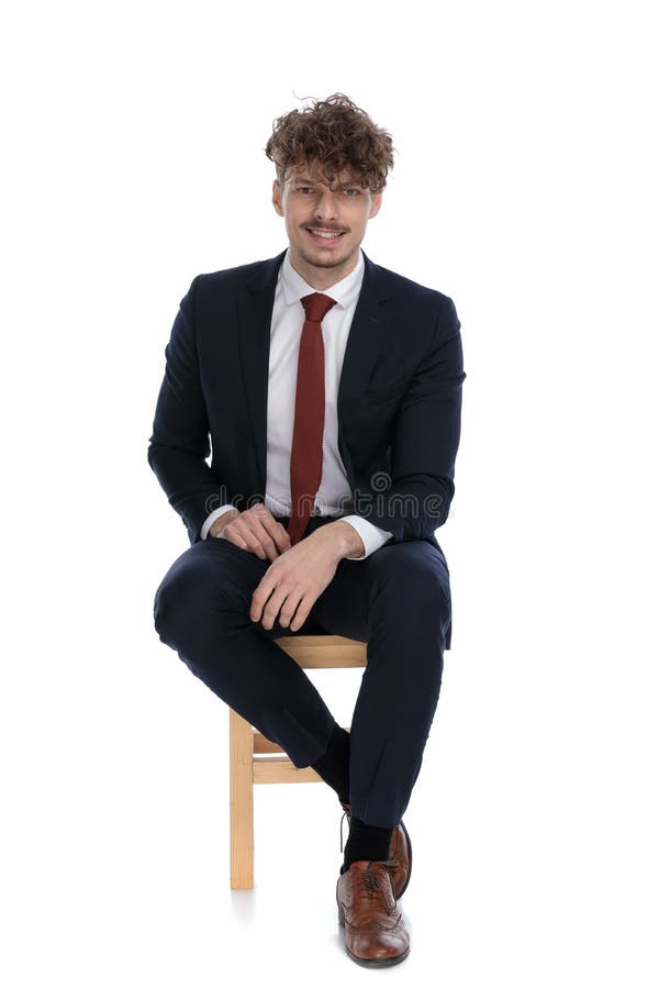 Businessman Sitting With Resting Hands With Three Fingers Attached ...