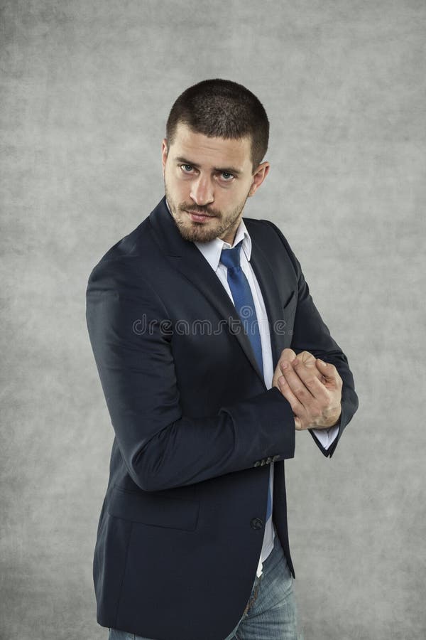 Young Handsome Businessman is a Strong Man Stock Image - Image of ...