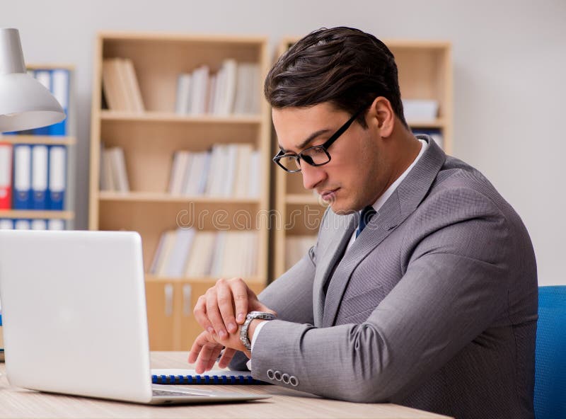 Young Handsome Businessman Working on Office Stock Photo - Image of ...