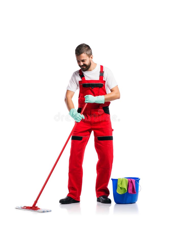Handsome Man Cleaner stock image. Image of chores, worker - 9422835