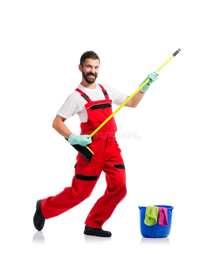 Handsome Man Cleaner stock image. Image of chores, worker - 9422835