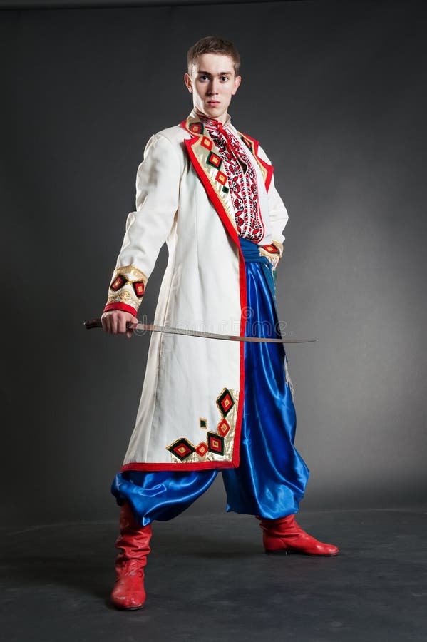 Russian Cossack Standing at Attention. Stock Image - Image of forces ...