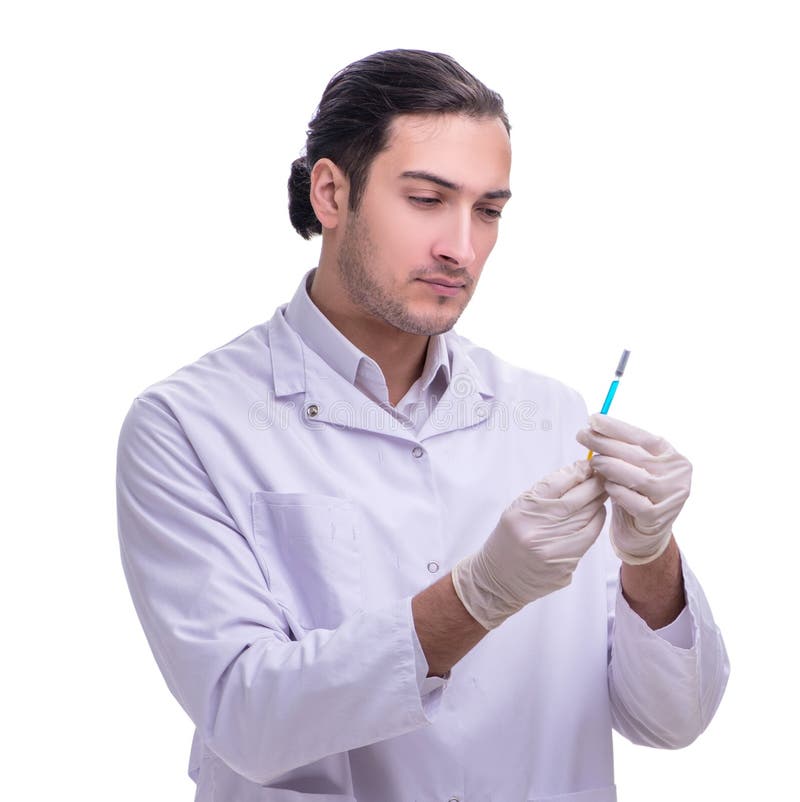 Young Handsome Doctor with Syringe Isolated on White Stock Image ...