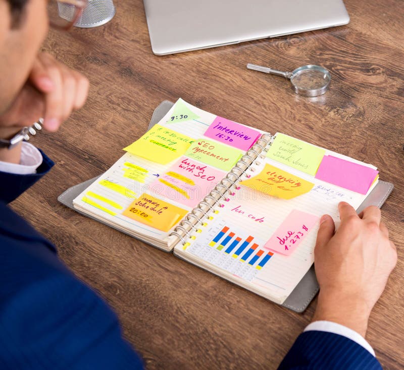 Young Handsome Employee Planning His Work Activity Stock Image - Image ...