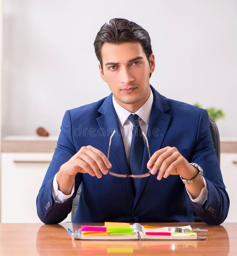 Young Handsome Employee Planning His Work Activity Stock Image - Image ...
