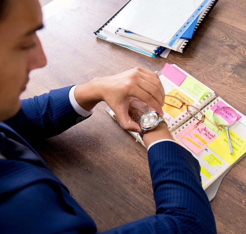 Young Handsome Employee Planning His Work Activity Stock Image - Image ...