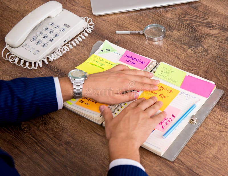 Young Handsome Employee Planning His Work Activity Stock Image - Image ...