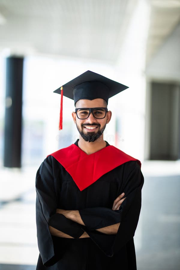Young Handsome Graduation Indian Man Holding Certificate Stock Photo ...