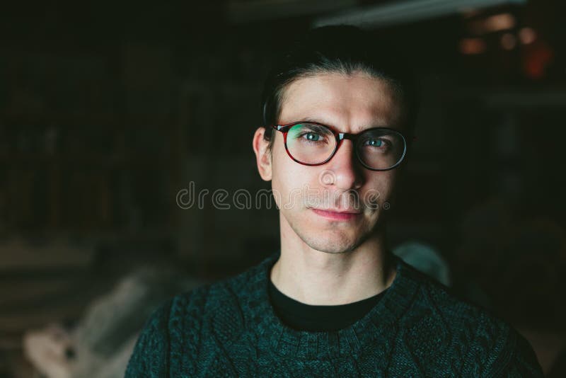 Young Handsome Guy with Glasses on a Dark Background Stock Image ... Young Handsome Guy with Glasses on a Dark Background Stock Image ...