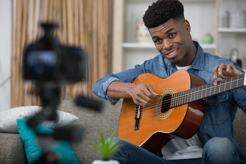 Young Handsome Guy Model Smiles and Poses with Guitar Stock Image ...