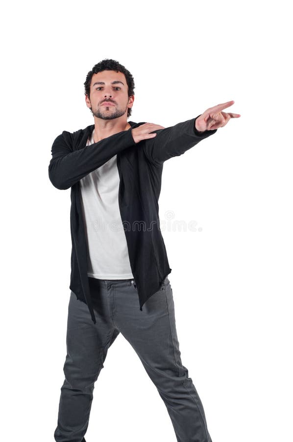 Young Handsome Guy Showing Somewhere with Finger Stock Image - Image of ...