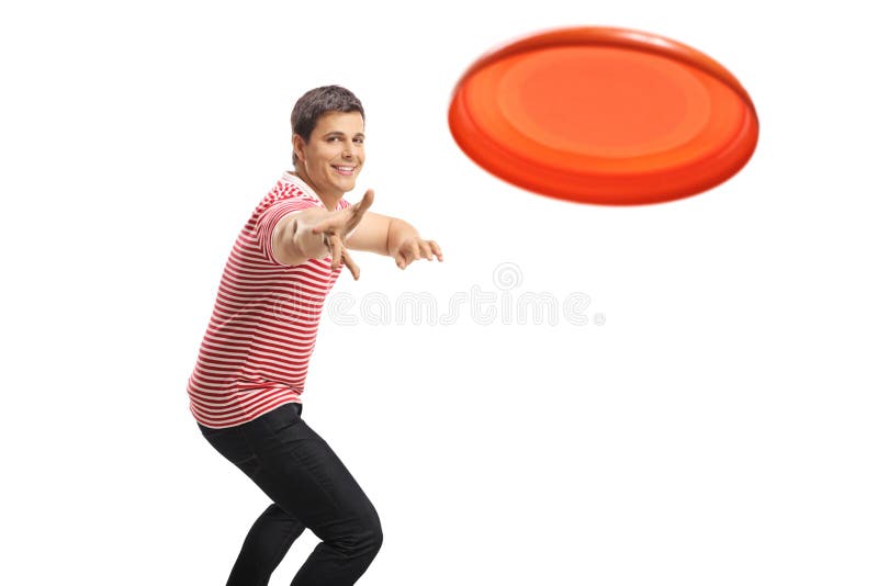 Young Man Throwing a Frisbee Disk Stock Image - Image of cheerful ...