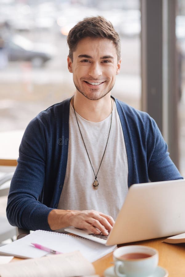Young Handsome Guy Working on Computer Stock Photo - Image of goal ...