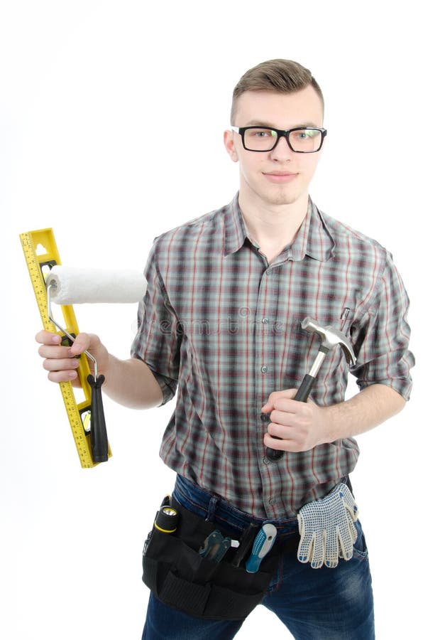Young handsome handyman stock image. Image of industry - 70506761