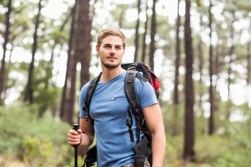 Handsome Hiker Holding Map and Compass at Mountain Summit Stock Photo ...