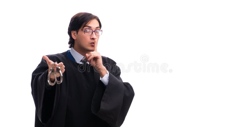 Young Handsome Judge Isolated on White Stock Image - Image of gown ...