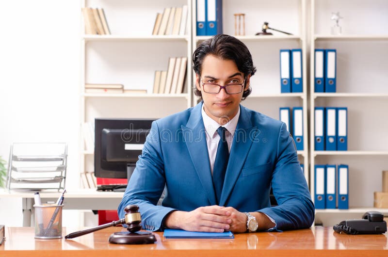 The Young Handsome Judge Sitting in Courtroom Stock Photo - Image of ...